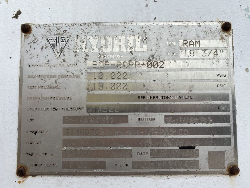 18-10K HYDRIL DOUBLE BOP W/ 15 MPL - Maps Offshore Services