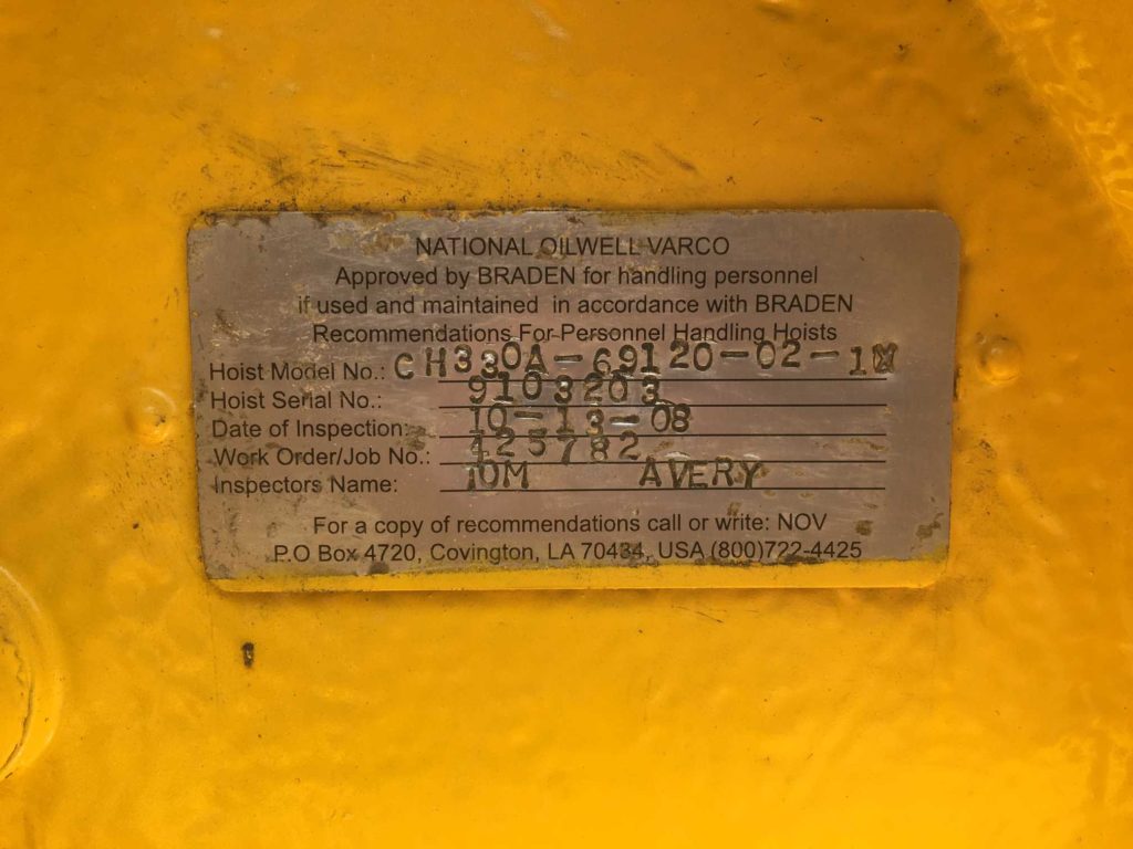 NOV/BARDEN WINCH MODEL CH330A - Maps Offshore Services