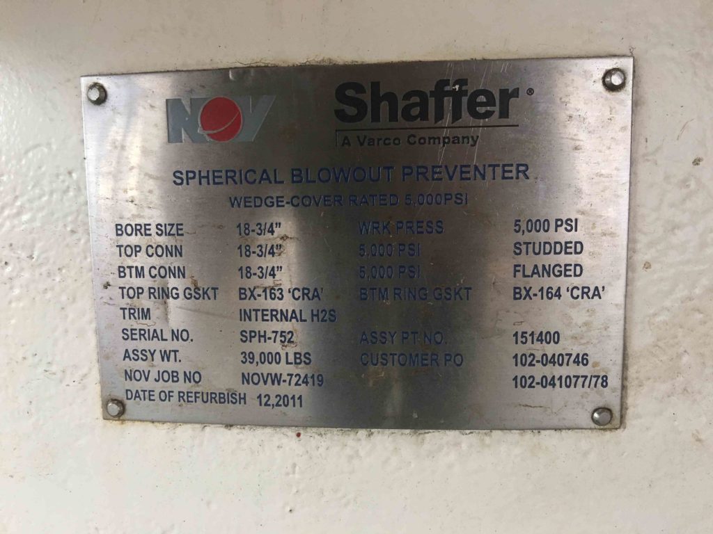 18-5M SHAFFER ANNULAR TOP 5M BX / BTM 5M BX - Maps Offshore Services