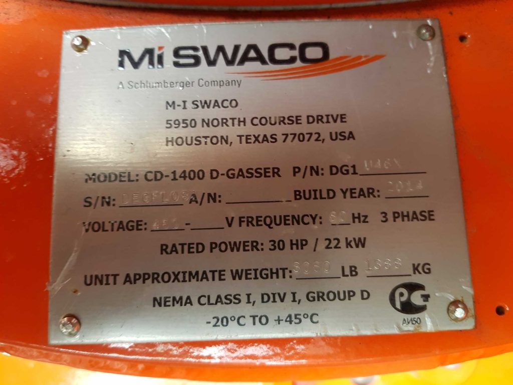 MI SWACO DEGASSER CD-1400 - Maps Offshore Services