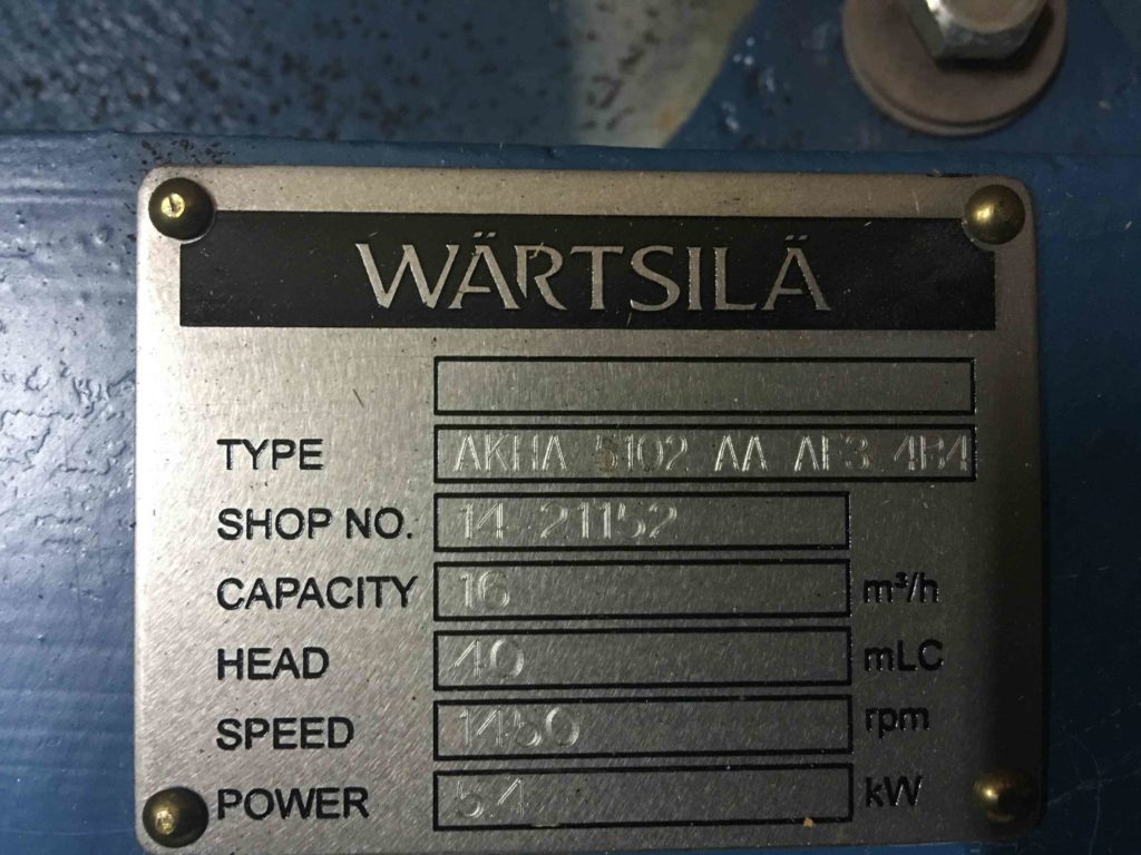 WARTSILA PUMP, 16 M3/H - Maps Offshore Services